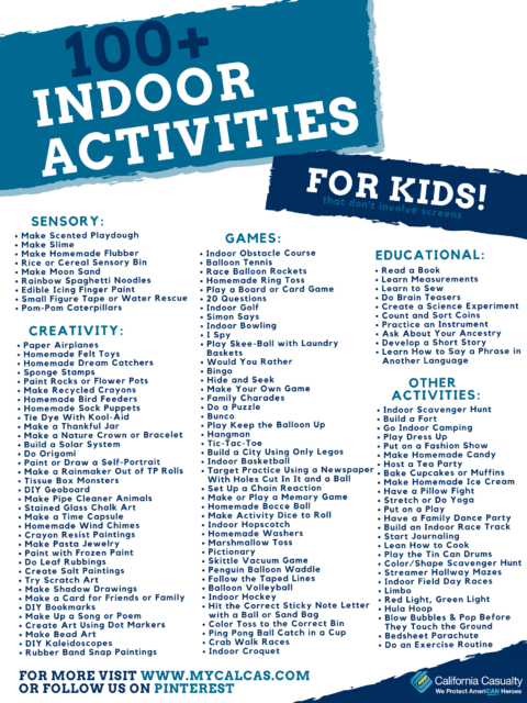 100+ Indoor Activities for Kids