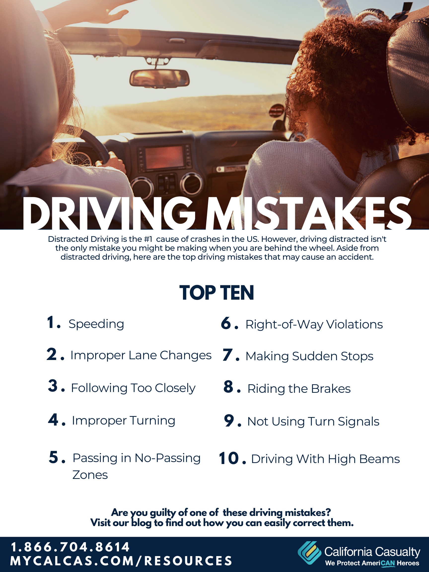 Top 10 Driving Mistakes California Casualty Top 10 Driving Mistakes California Casualty