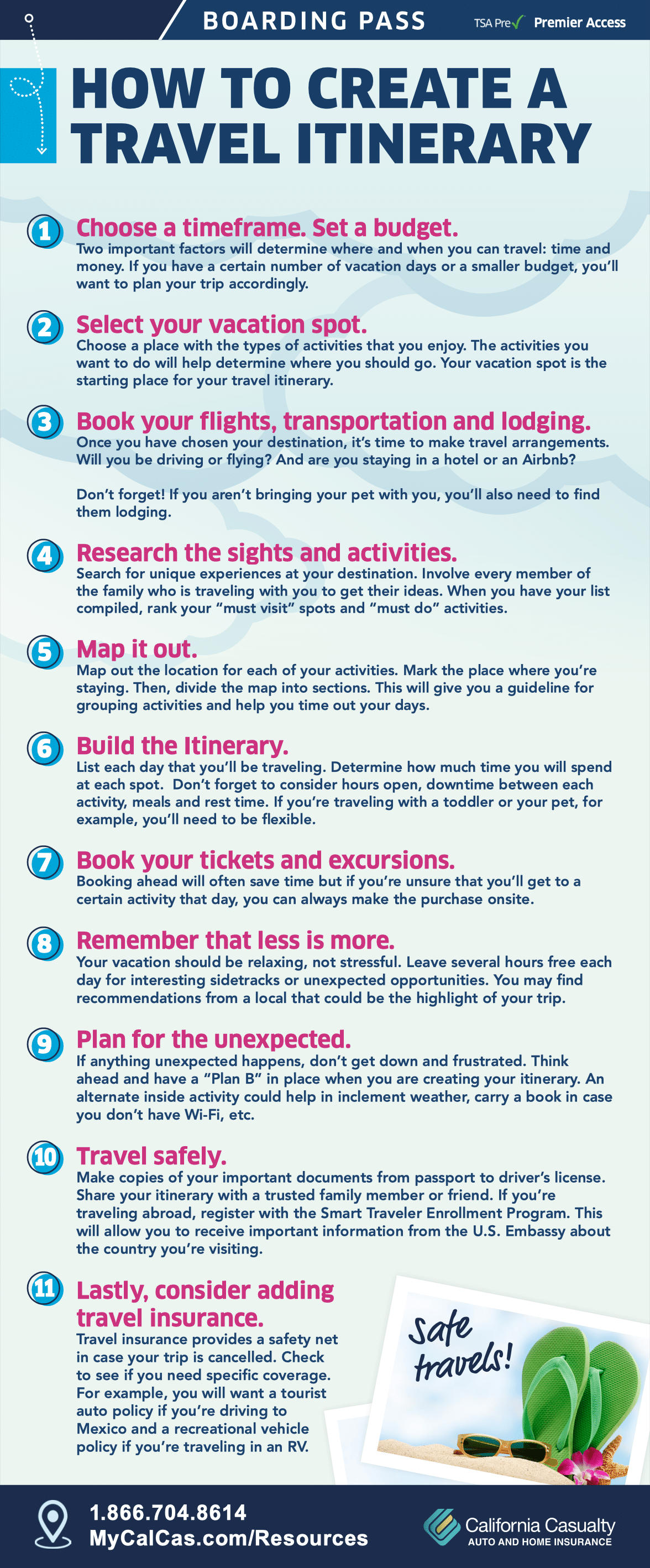 How To Create A Travel Itinerary California Casualty